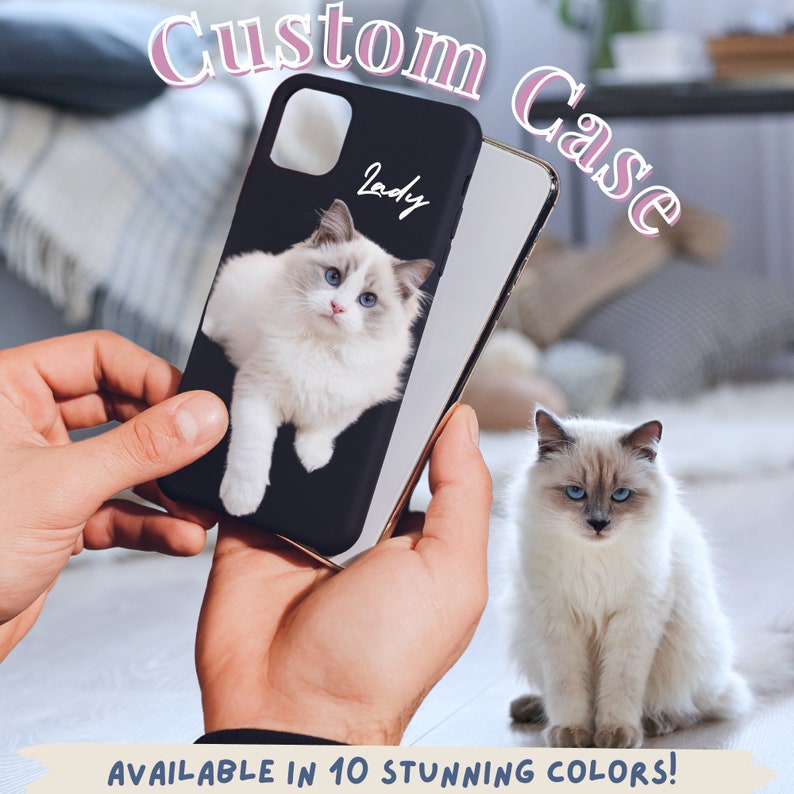 Custom Pet Phone Case Using Pet Photo and Name Cat Name Portrait iPhone Samsunggalaxy ...
