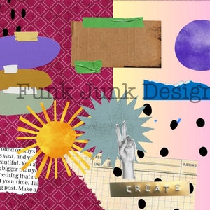 Digital Collage Printable. Collage Elements, Junk Journal Pages ...