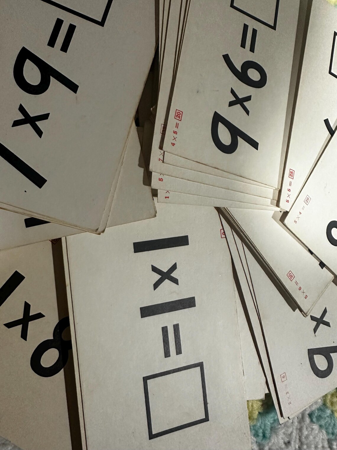 Large Vintage Flash Card Multiplication Cards - Etsy
