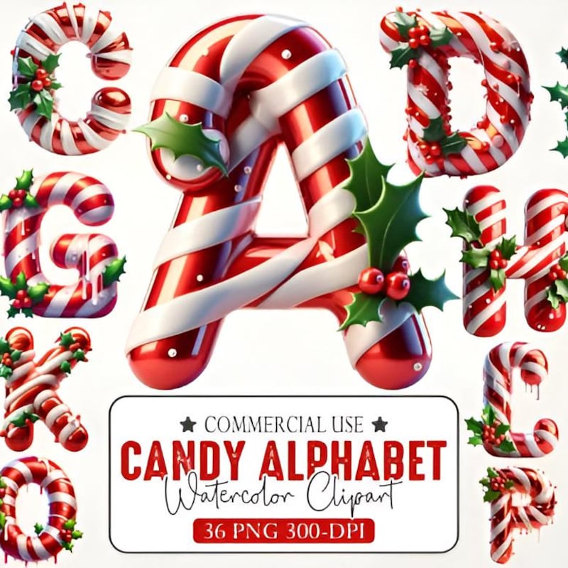 Candy Cane Letters - Etsy