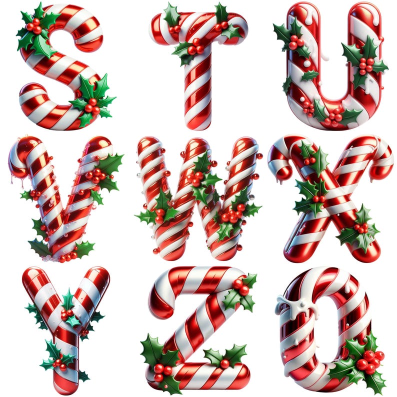 Christmas Alphabet PNG | Candy Cane Holiday Letters Clipart | Festive ...