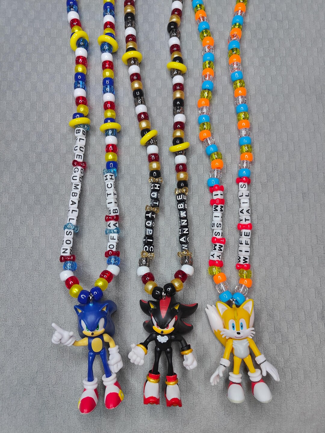 Sonic and Shadow the Hedgehog and Tails Kandi Necklace - Etsy