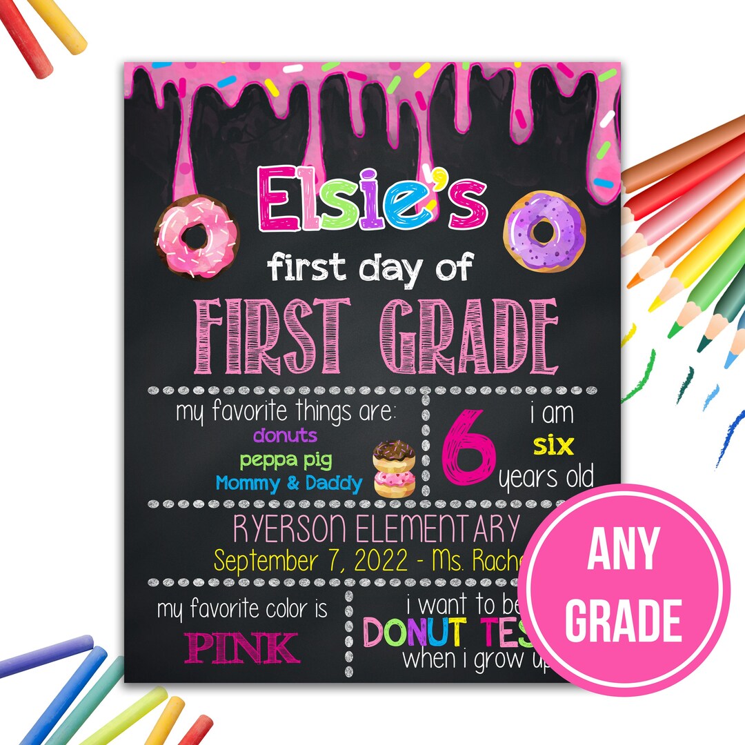 Donut School Signs, Kids Back to School Signs, First Day of School ...