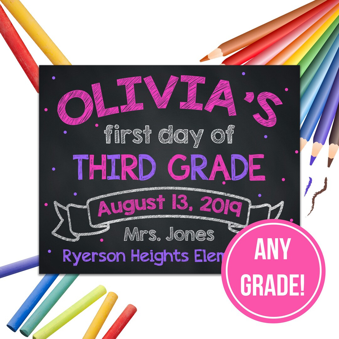 Girls School Signs, First Day of Third Grade, Back to School Signs ...