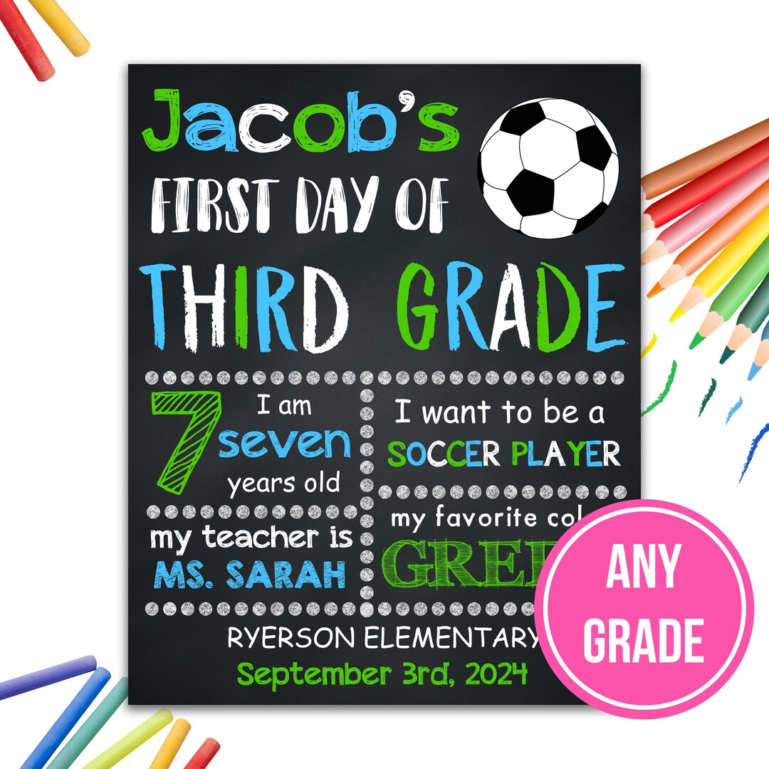 Soccer School Sign, Printable School Signs, Back to School Signs, Kids ...