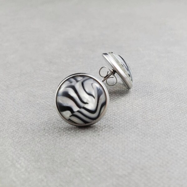Zebra Stud Earrings - Etsy