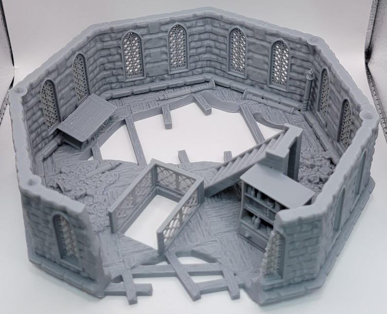Battle Damaged Wizard Tower 6 Level Modular 3D Printed Terrain D&D ...