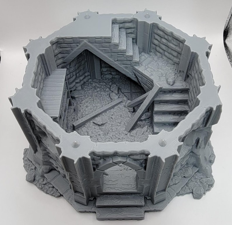 Battle Damaged Wizard Tower 6 Level Modular 3D Printed Terrain D&D ...