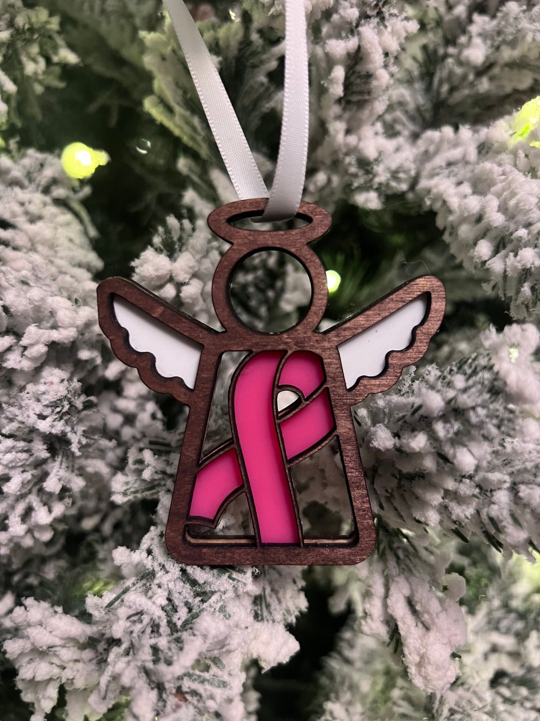 Memorial Angel Breast Cancer Awareness Ribbon Ornament - Etsy