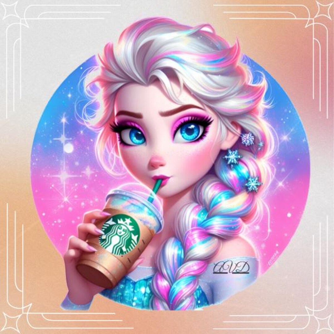 Elsa Watercolor Vibrant Circular Frame, Clipart Images, Graphics and ...