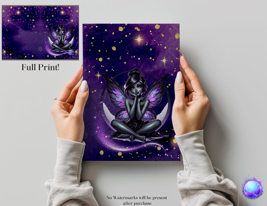 Gothic Faerie Dark Purple Journal Cover, Sublimation Design Digital PNG ...