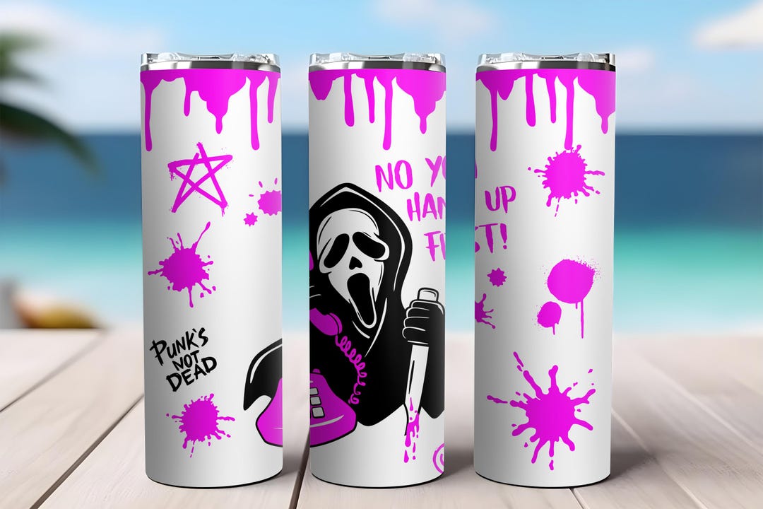 20 Oz Scream Face Pink Style Drip Tumbler Wrap PNG Digital Sublimation ...