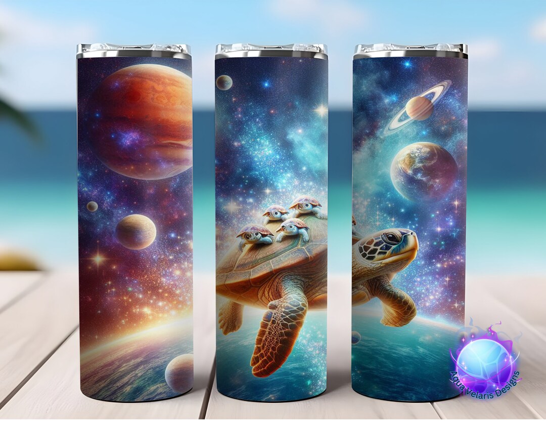 20oz Turtle Galaxy Planet Tumbler Wrap Designs Galaxy Fantasy ...