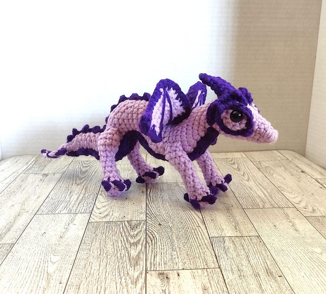 Amethyst Dragon Crochet, Amigurumi, Purple, Stuffed Animal, Toy, Gift ...