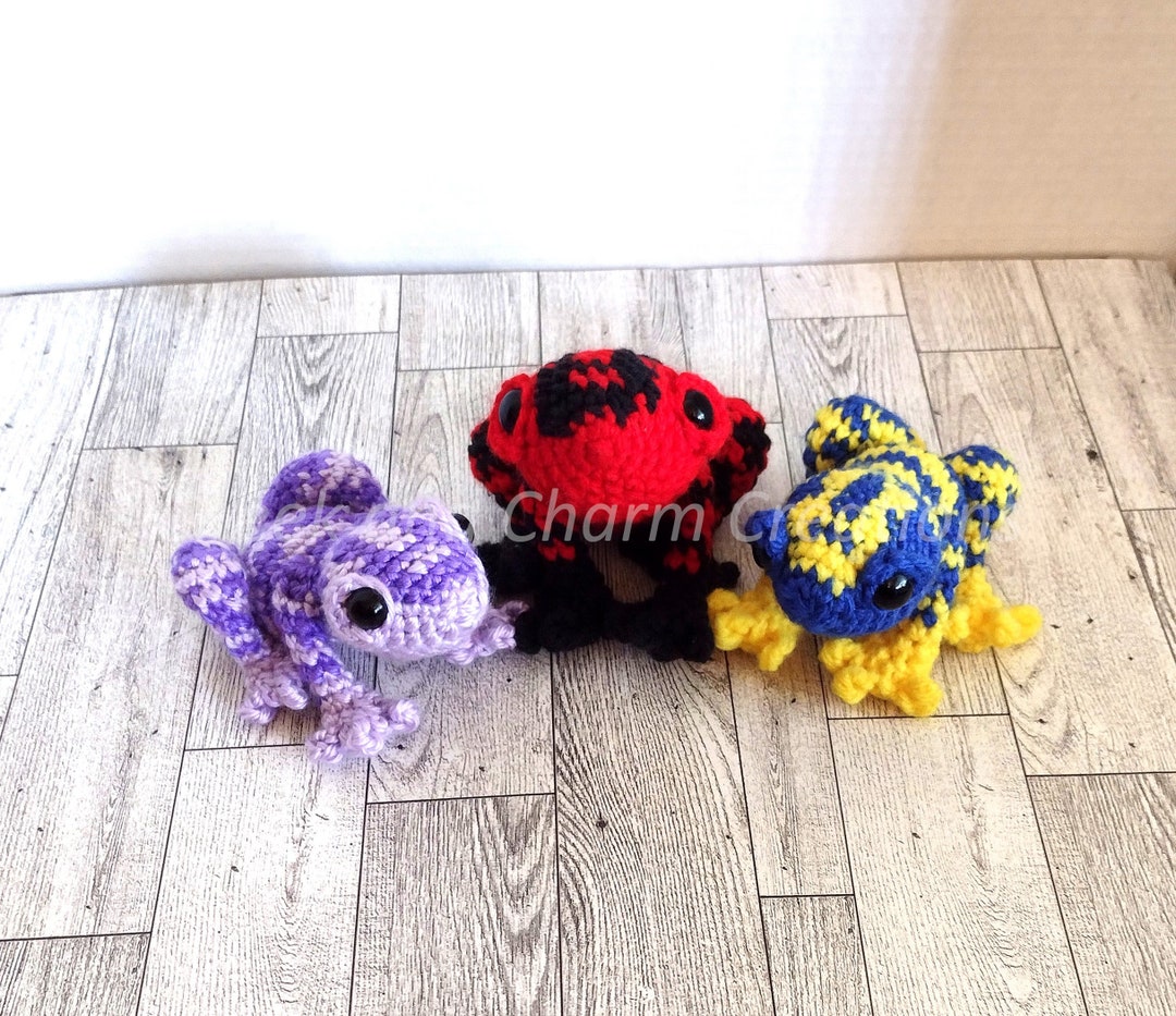 Vibrant Colorful Crochet Dart Frog - Crocheted, Amigurumi, Stuffed ...