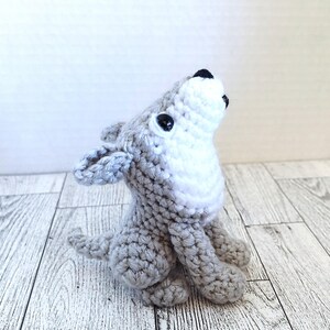 Crochet Mini Howling Wolf - Crocheted, Amigurumi, Stuffed Animal, Toy ...