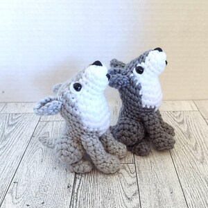Crochet Mini Howling Wolf - Crocheted, Amigurumi, Stuffed Animal, Toy ...