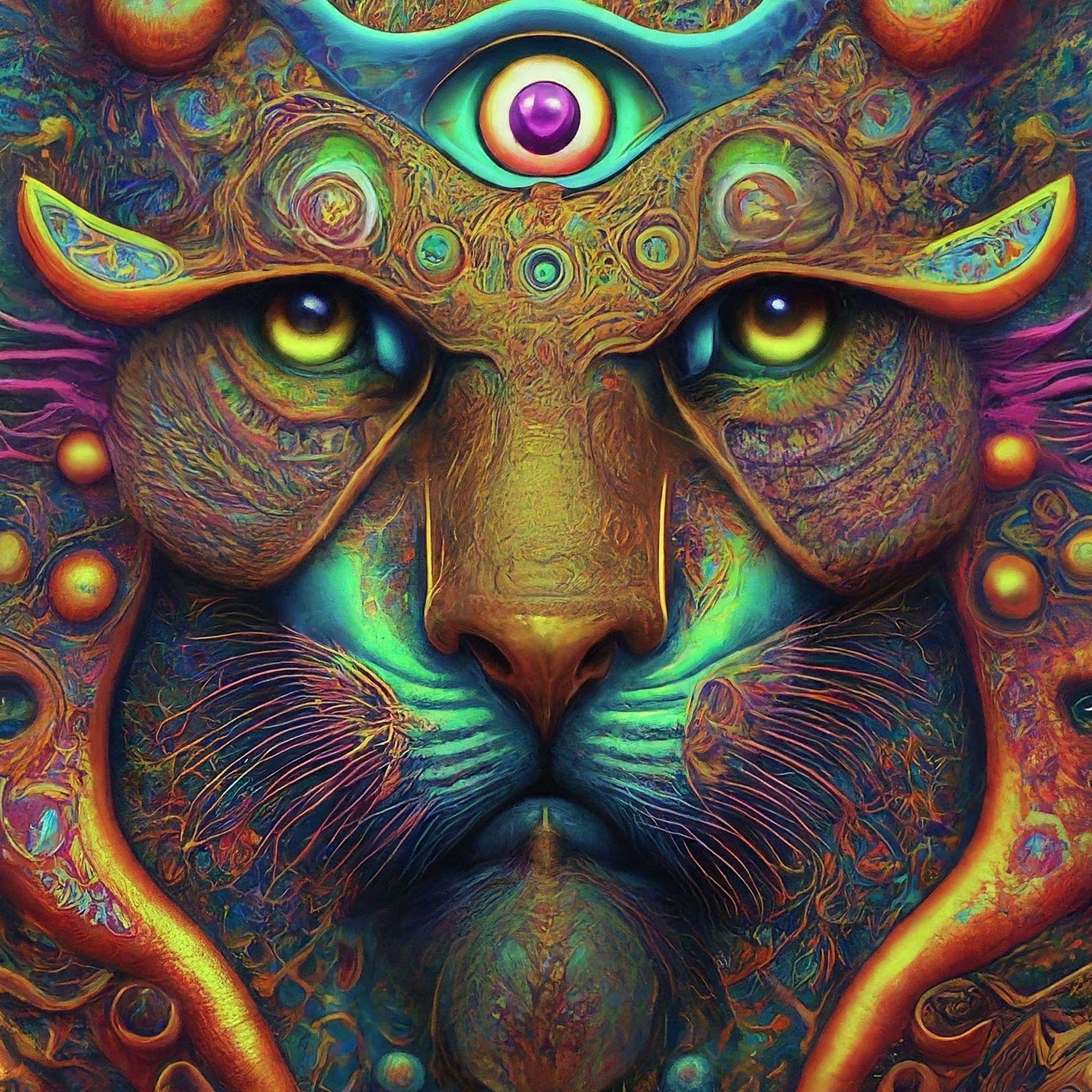 Psychedelic Lion Image - Etsy