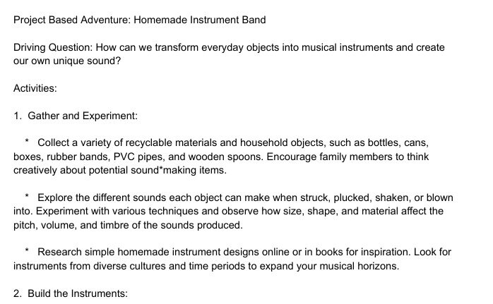 Project Based Adventures: Fun, Learning, Family Oriented Activities for ...