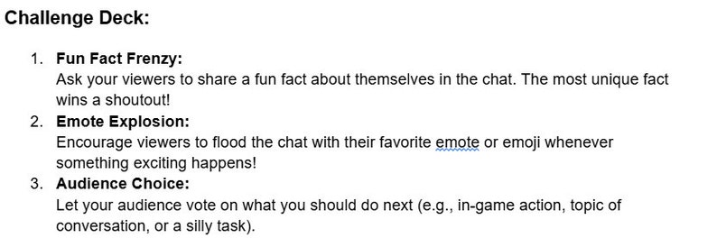 Community Engagement Challenge Cards Game for Streamers - Etsy
