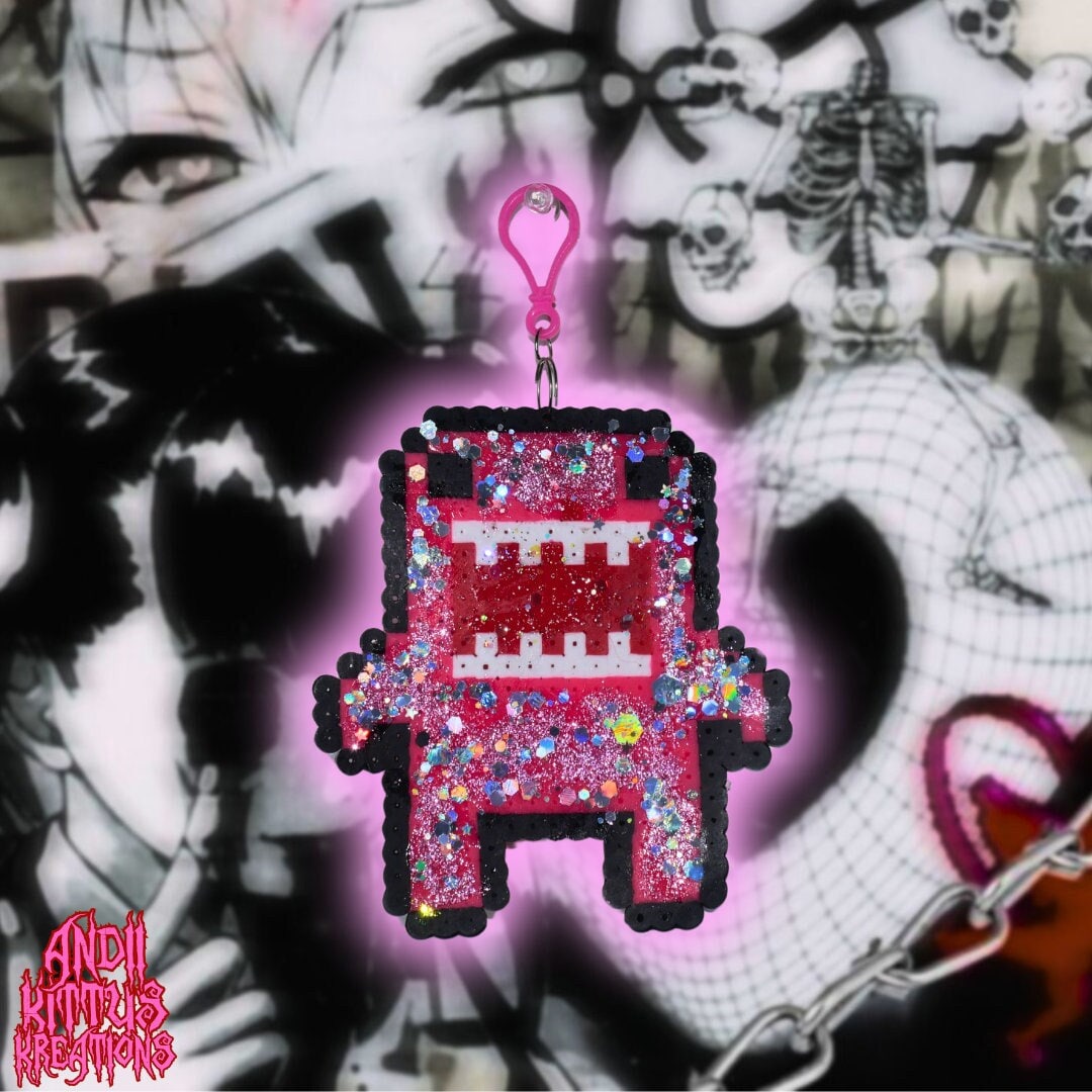 Blinged Out Domo Pink Keychain Perler - Etsy