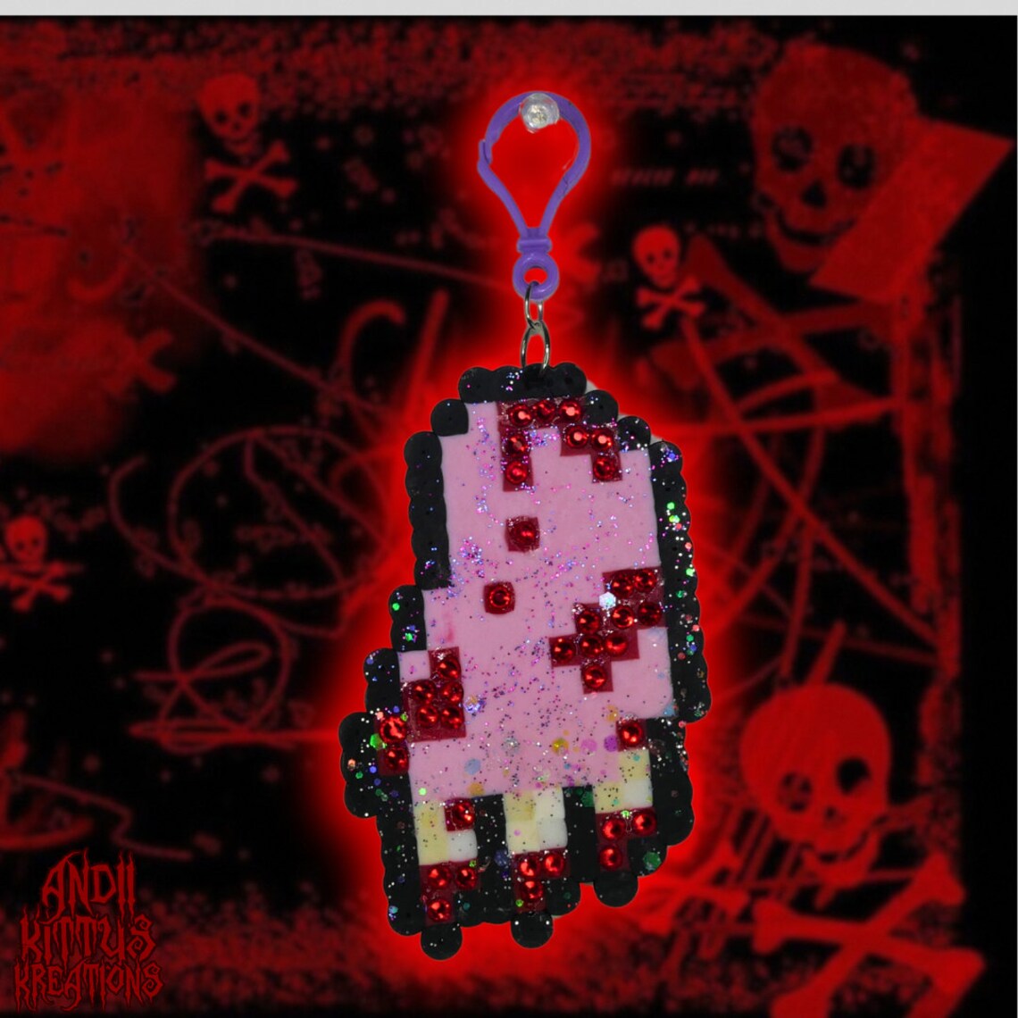 Blinged Out Gloomy Bear Paw Keychain Perler! - Etsy