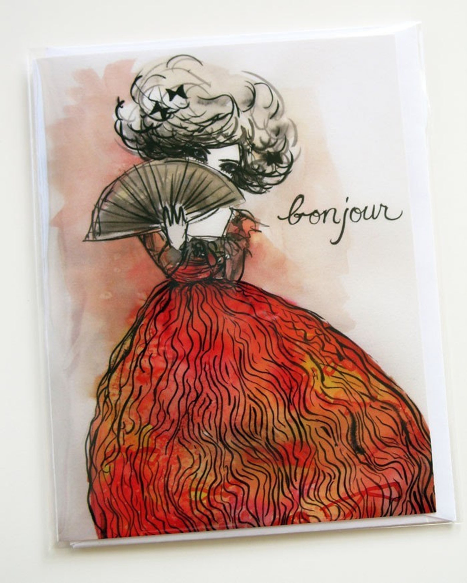Bonjour Card Blank Greeting Card With Matching Envelope - Etsy