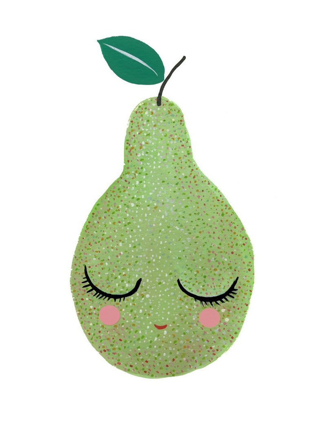 Sweet Green Pear Painting - Watercolor, Gouache, Art Print, Wall Decor ...