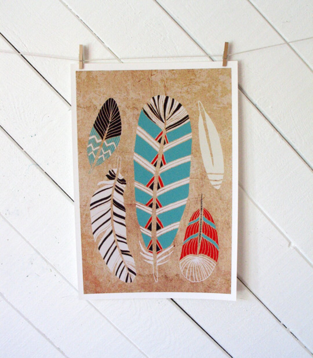 Tribal Feather Art Poster Print 13x19 Inches - Etsy