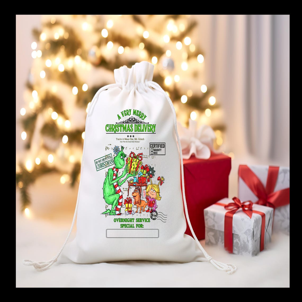 Grinch Santa Sack - Etsy