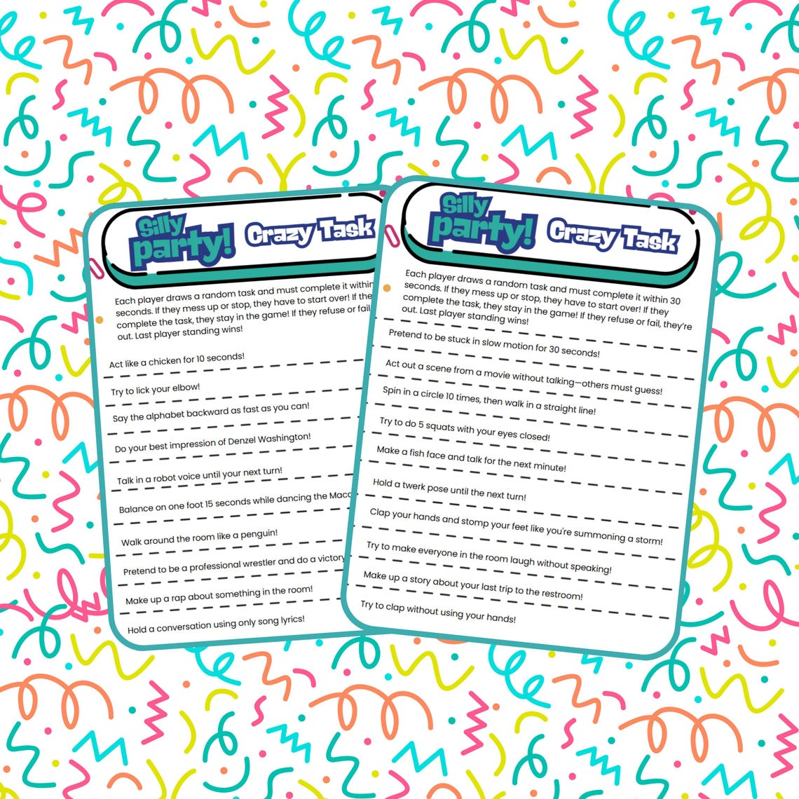 Funny Printable Party Games | Crazy Team Building | Fun Party Printable ...