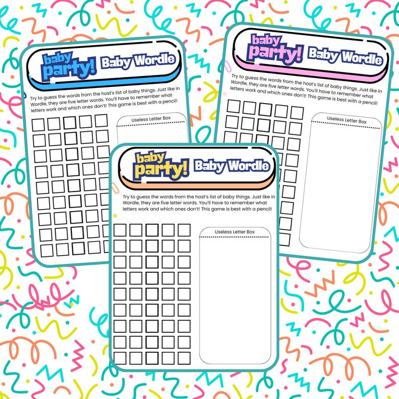 Baby Wordle | Baby Shower Game | Fun Group Printable for Family Games ...