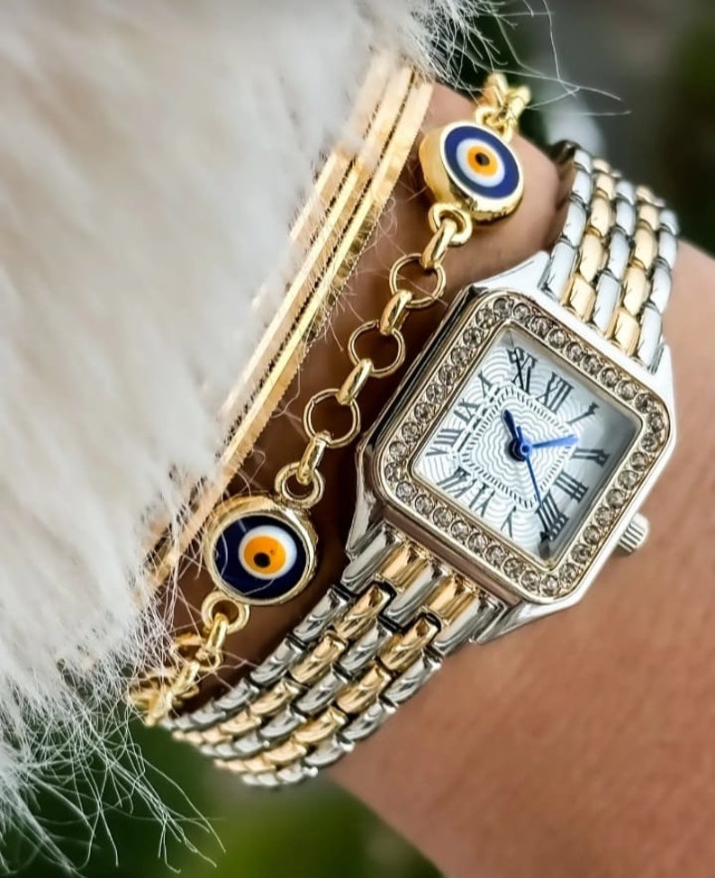 Retro Vintage Model Yellow Color Elegant Women's Wristwatch + Bracelet ...