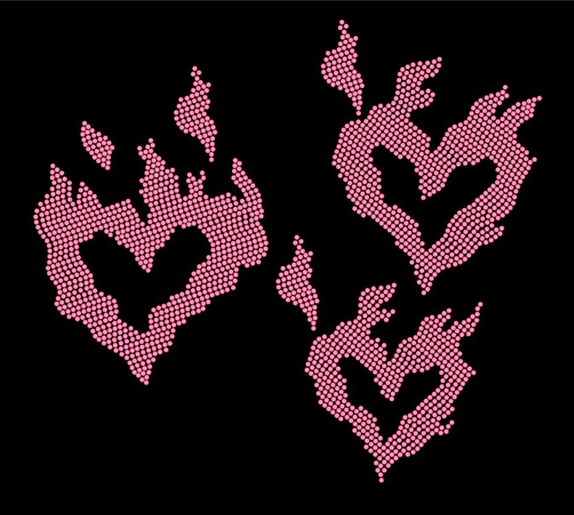 Flaming Hearts SS10 - Rhinestone Template Digital - Etsy