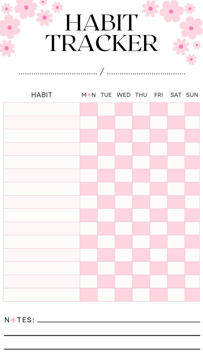 Simple Pink Weekly Habit Tracker Template/editable Daily Habit Tracker ...