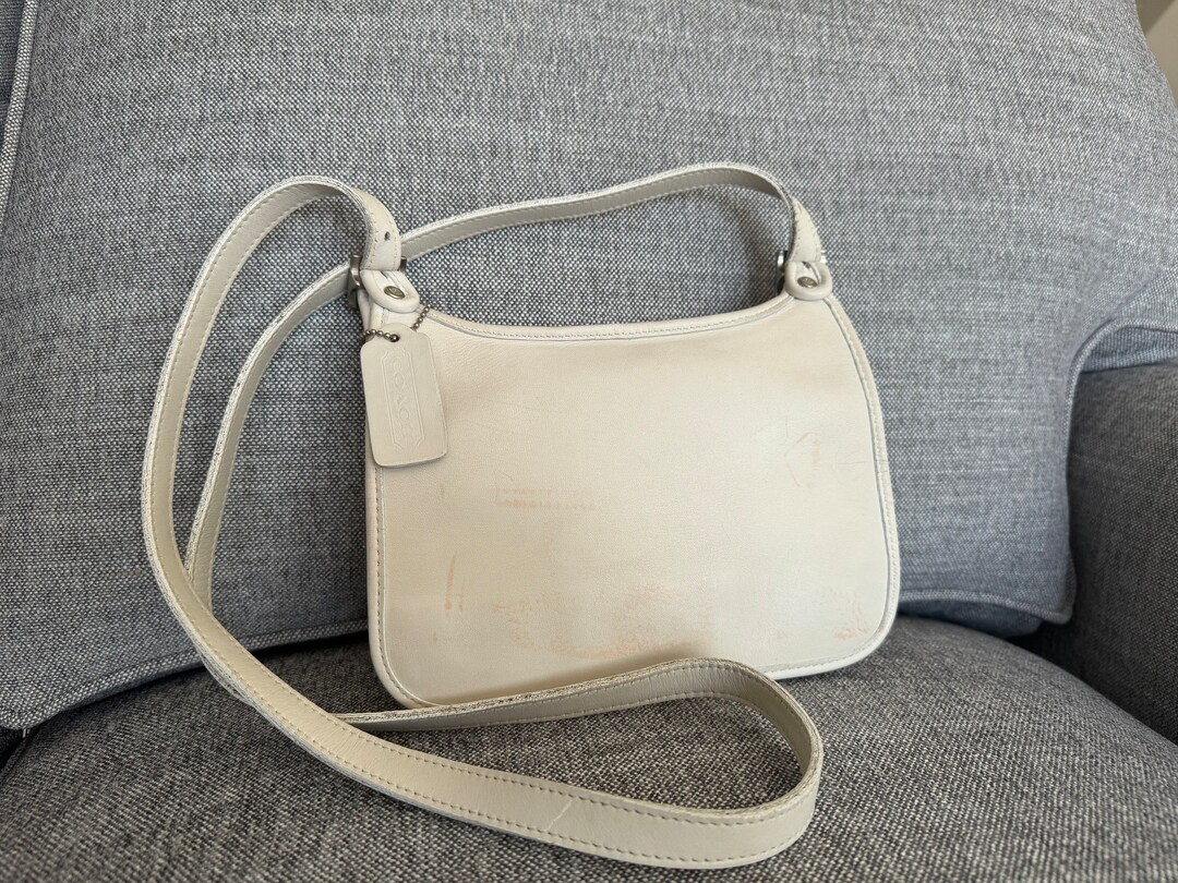 Vintage Coach White Leather Crossbody, Festival Handbag, Purse - Etsy