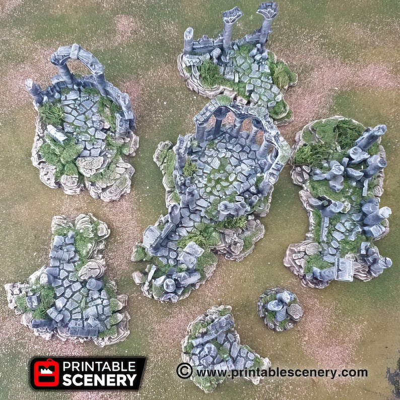Ancient Ruins: Scatter Tabletop Terrain 7-piece Set, RPG Wargaming ...
