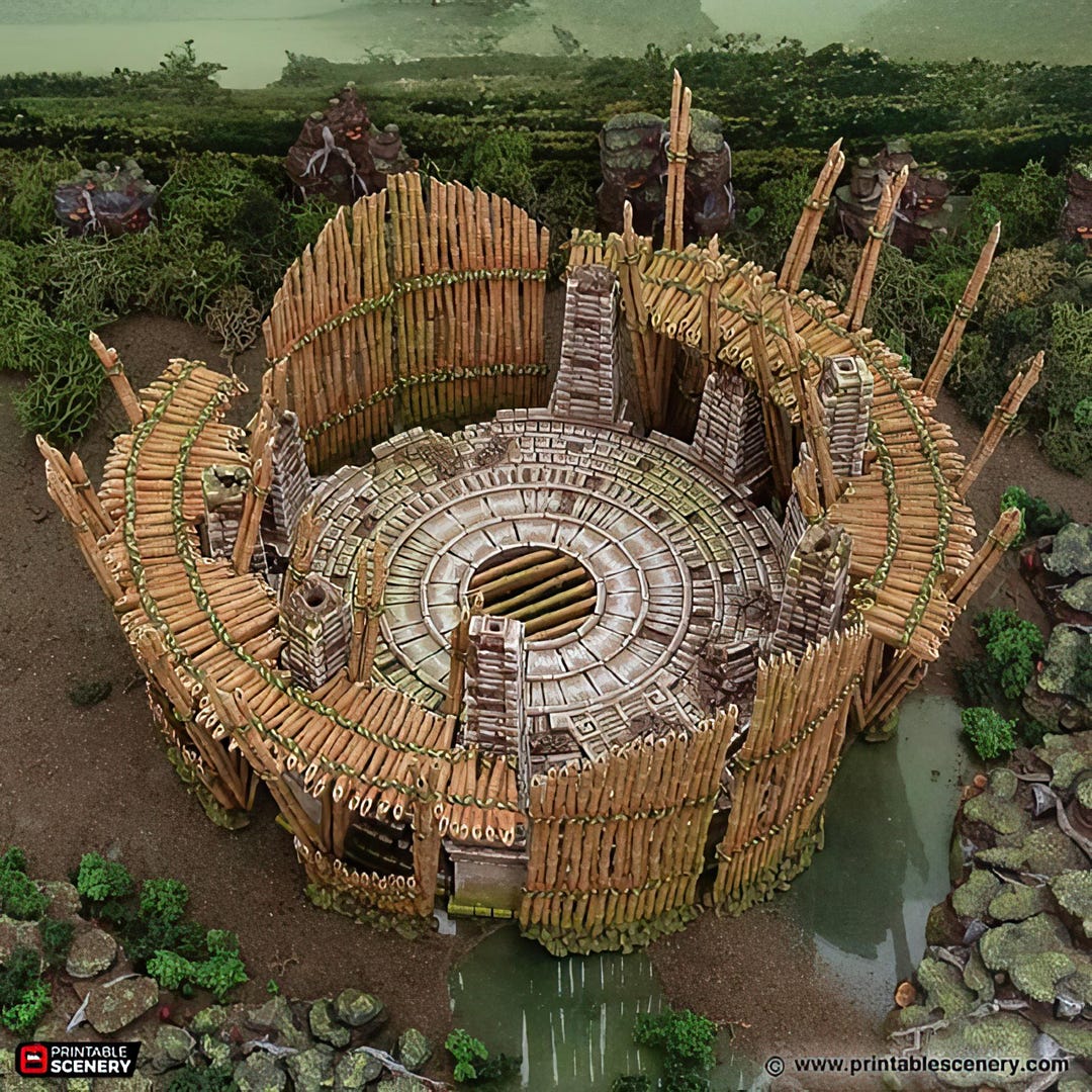 Bamboo Arena: Tabletop Terrain, Tribal RPG Battle Platform, Jungle ...