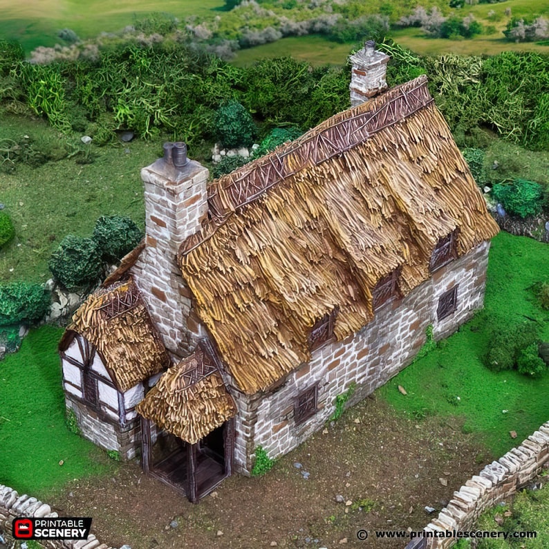 Thatched Cottage House Historical Tabletop Wargaming Building Printable ...