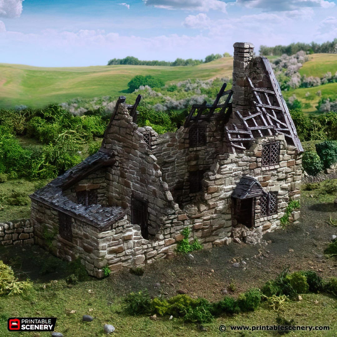 Ruined House Tabletop Model Cottage Historical Printable Scenery ...