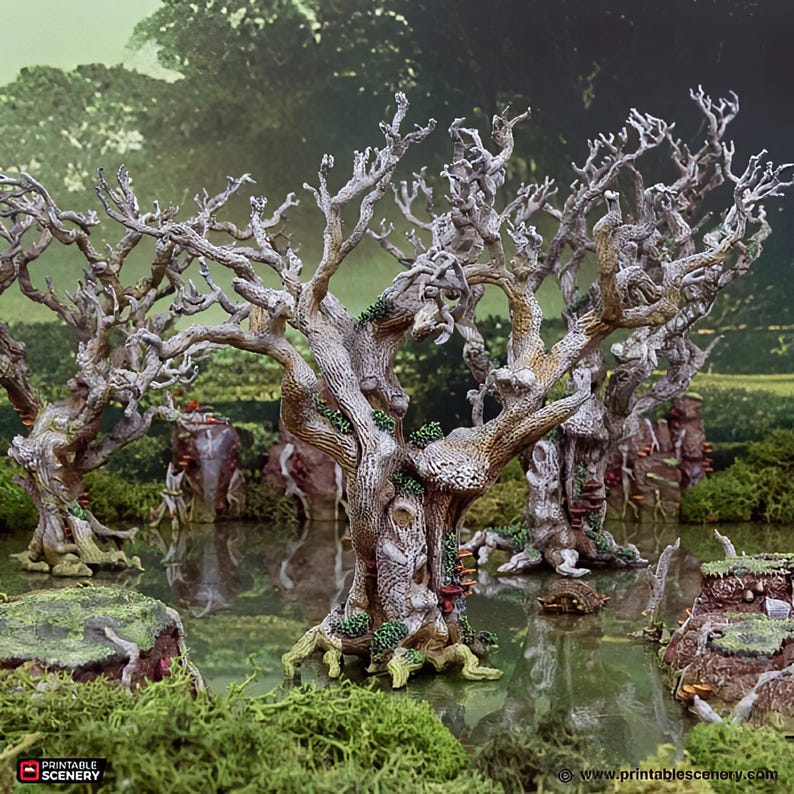 Tabletop Trees: Set of 3, Swamp Terrain Scenery for Tabletop Wargaming ...