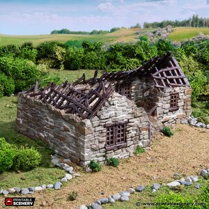 Ruined Model House Tabletop Building Cottage Barn Historical Printable ...