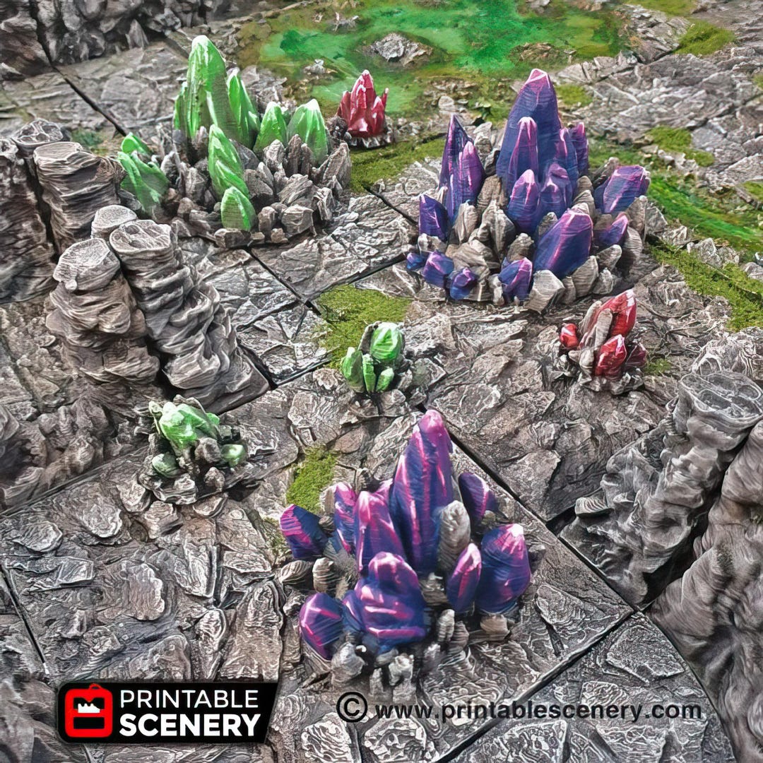 Crystal Scatter Tabletop Terrain Dungeon Tile Magical Prop Printable ...