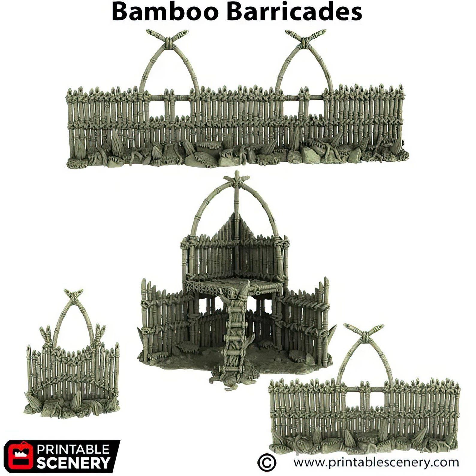 Bamboo Barricade: Tribal Camp Terrain - Fantasy RPG Printable Scenery ...