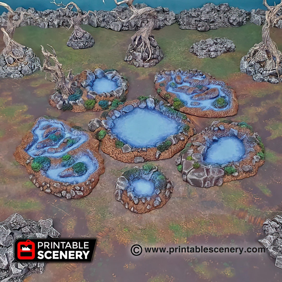 Marsh Tiles Tabletop Scatter Terrain: RPG Miniature Game Scenery for ...
