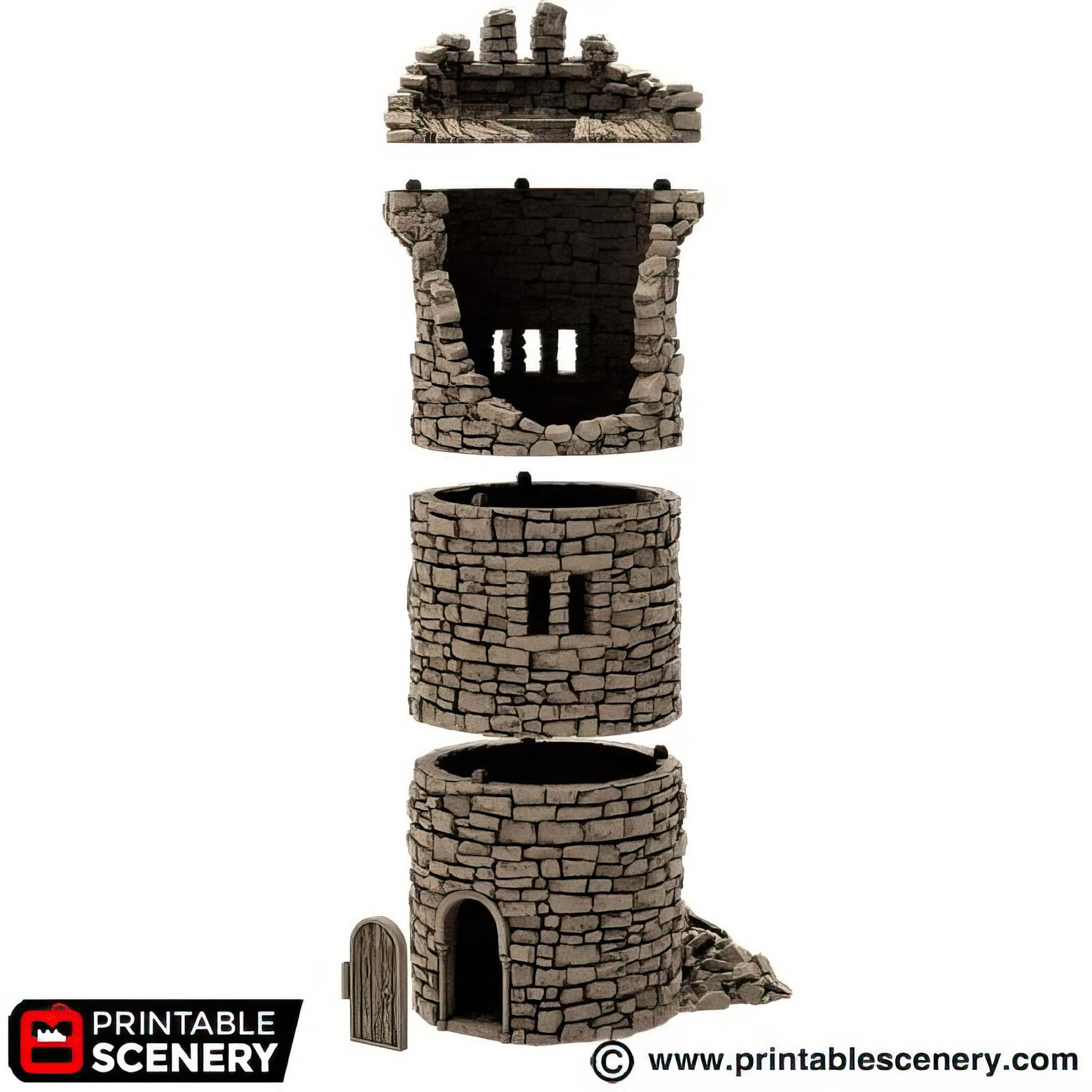 Ruined Round Tower: Tabletop Castle Terrain, Norman Fort, Medieval Keep ...