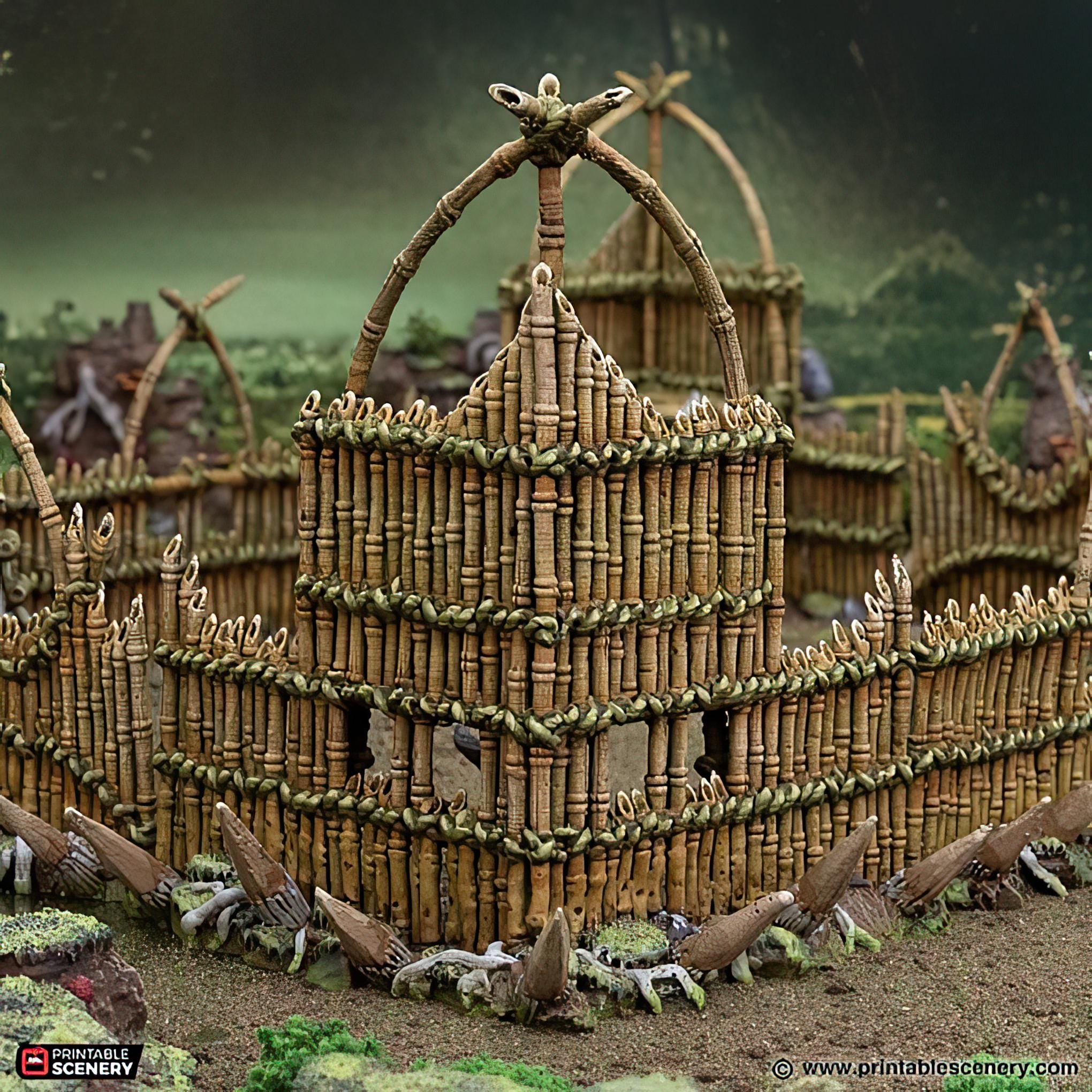 Bamboo Barricade: Tribal Camp Terrain - Fantasy RPG Printable Scenery ...