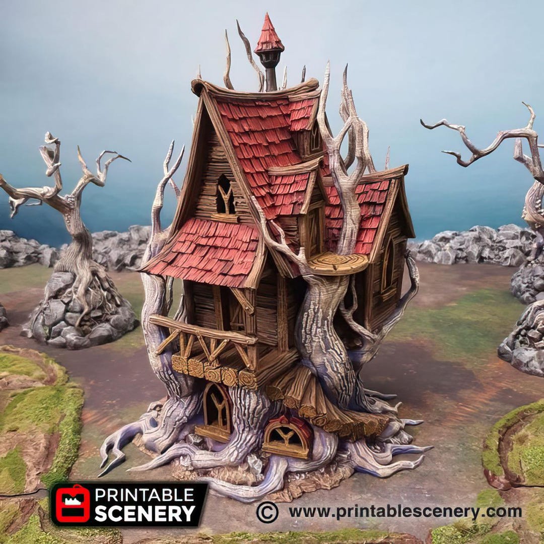 Treehouse Roleplay Scatter Terrain Wizard Cottage Printable Scenery ...