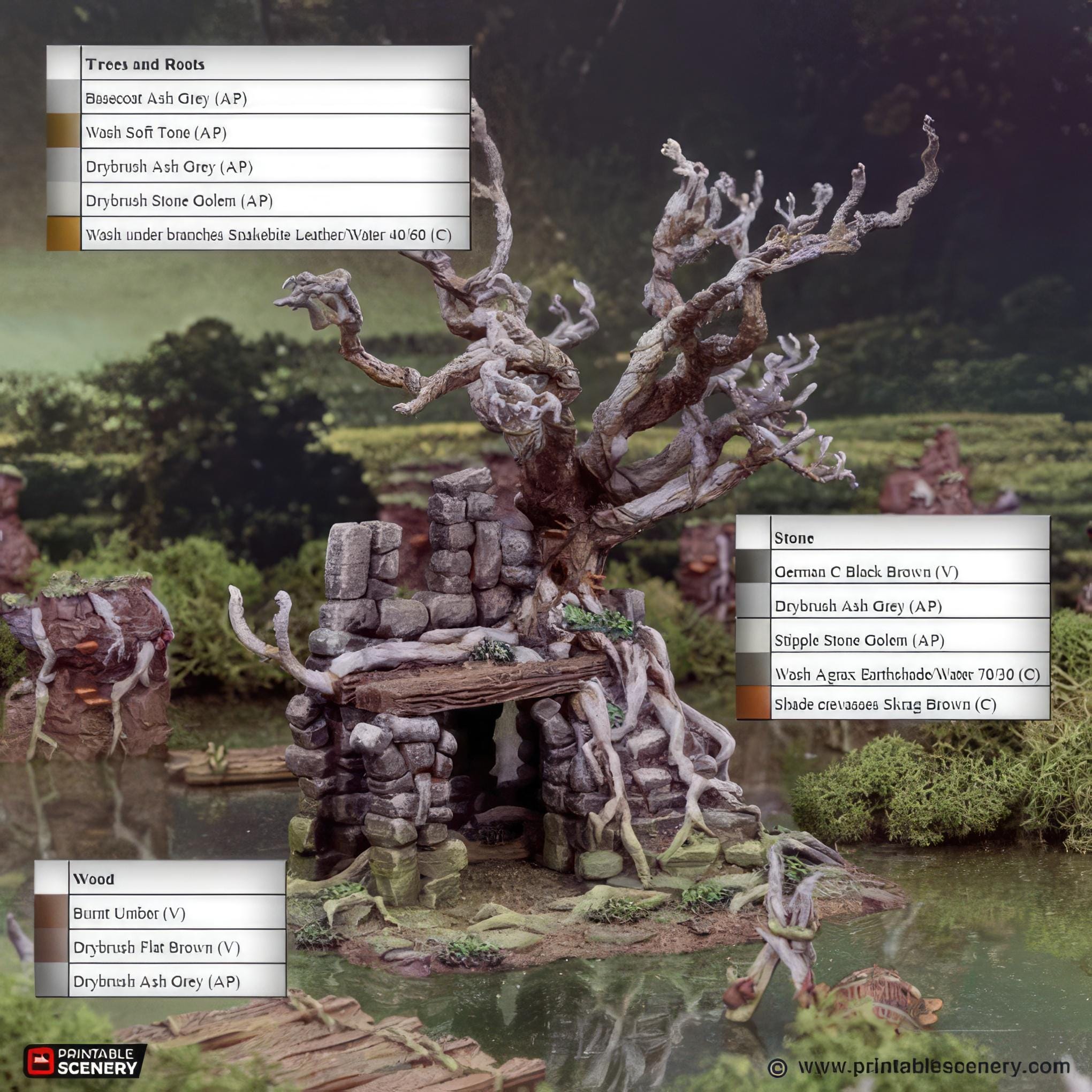 Swamp Ruins: Tabletop Scatter Terrain, Sunken Temple, Raised Platforms ...