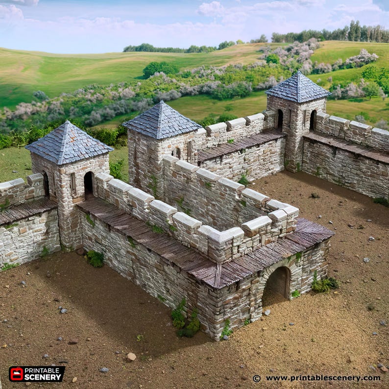 Norman Castle Walls: Tabletop Fort, Historical Wargaming Garrison Model ...